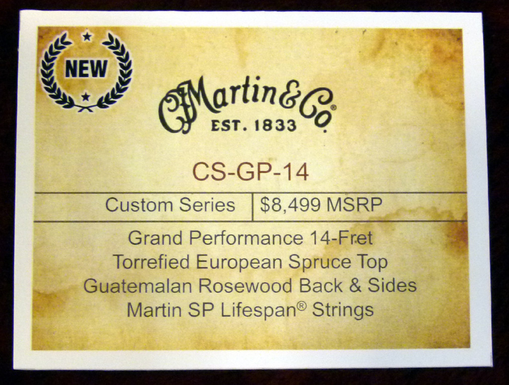 Martin CS-GP-14 NAMM label | One Man's Guitar